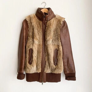 Mackage | Jackets & Coats | Mackage Brown Leather Rabbit Fur Short ...